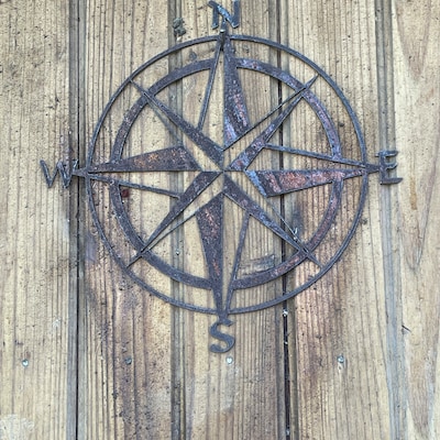 Rustic Nautical Compass Recycled Metal Art 12 Inch - Etsy