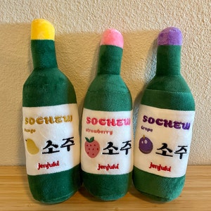 Sochew soju Bottle Dog Plush Toys With Squeaker Strawberry Grape Mango ...