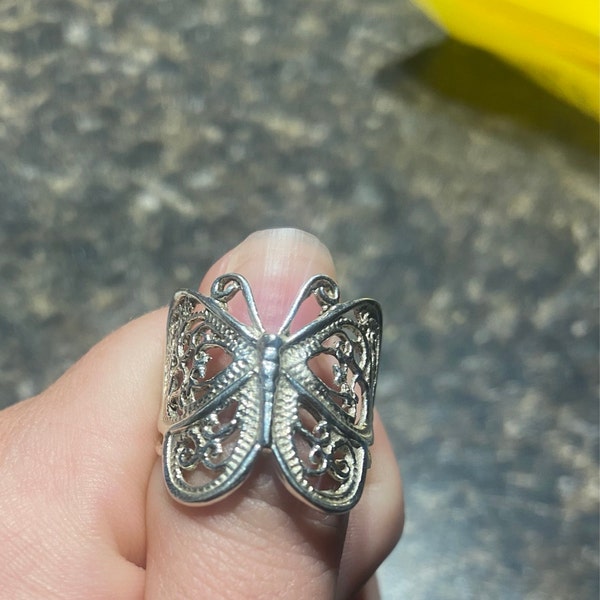 Butterfly Ring, Solid 925 Sterling Silver Ring, Filigree Butterfly Ring ...
