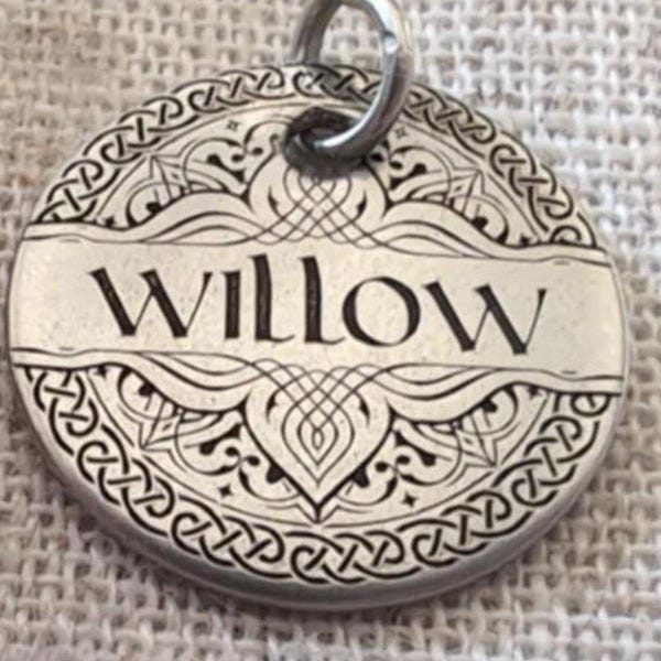 Personalized Pet Tag - Elven Scrollwork With Celtic Border - Custom Dog ...