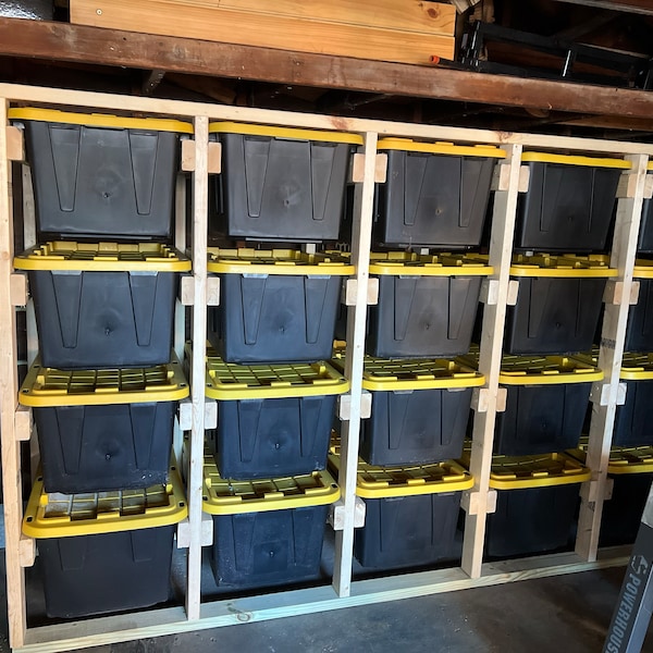 DIY Tote Rack Plans for the HDX 27-gallon Bins Sold by Home Depot 6 ...