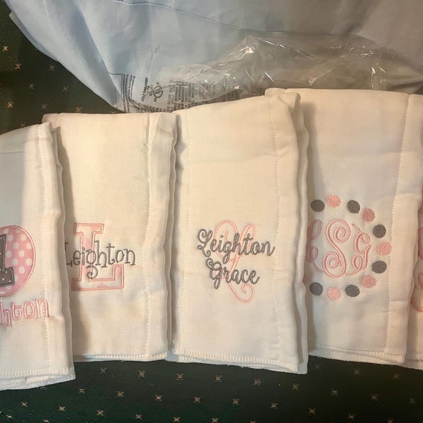 Set of 2 Personalized Baby Boy Bibs - Monogram Bib Set - Embroidered ...