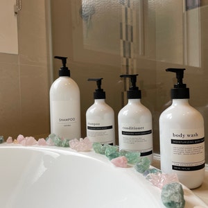 Modern Minimalist Bathroom Bottle // Waterproof Label // - Etsy