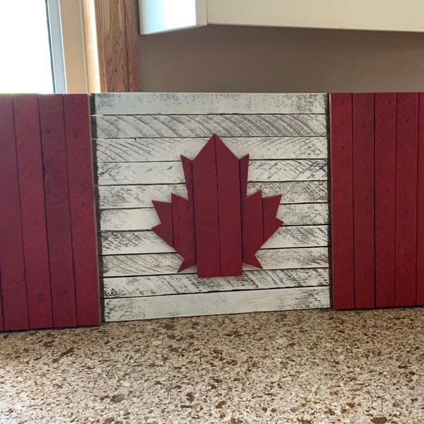 Handmade Rustic Wood Canadian Flag | Canada Decor and Gift | Canada Day ...