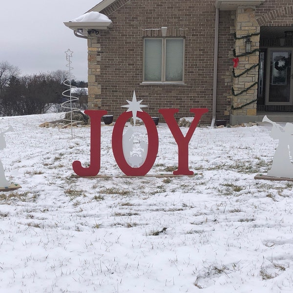 Outdoor Red Joy Nativity Display - Etsy