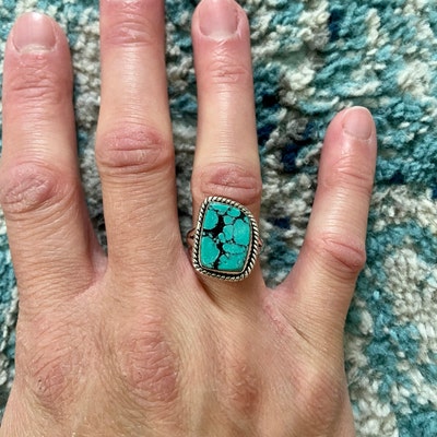 Raw Turquoise Ring, Sterling Silver Rings for Women, Natural Uncut ...