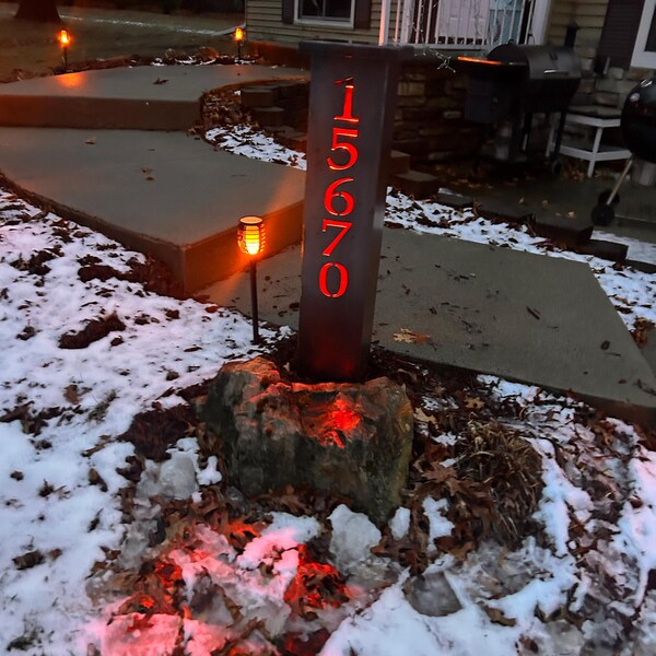 Address Column - Garden Pillar - / Steel Metal Art / Metal Decor ...