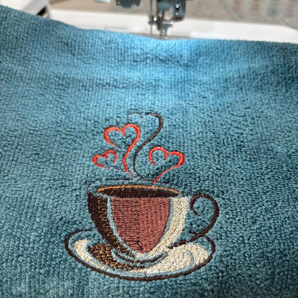 Coffee Cup Embroidery Design, Cup of Coffee With Heart Machine ...