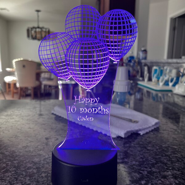 Balloon 3D Illusion Acrylic Hologram Night Led Lamp Laser Cut Engraving ...
