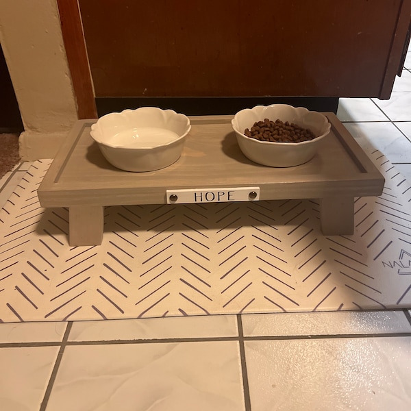 Modern Elevated Dog Feeder | Pretty Girl Dog Bowl Stand | Personalized ...