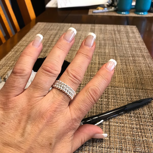 925 Sterling Silver Stretch Rings Stack of 2, Stacked Rings, Womens ...