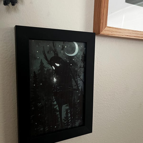 Cryptid Buddy Sticker Fantasy Art Mothman Lantern Sticker Weird ...