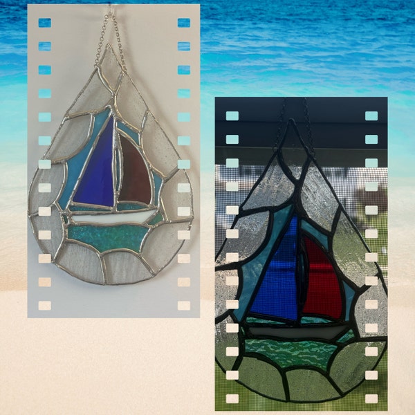 Sailboat Teardrop Stained Glass Pattern - Etsy