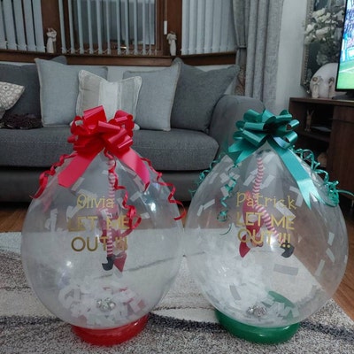 Personalised Elf Arrival Balloon DIY Balloon Kit POP ME Balloon Suprise ...