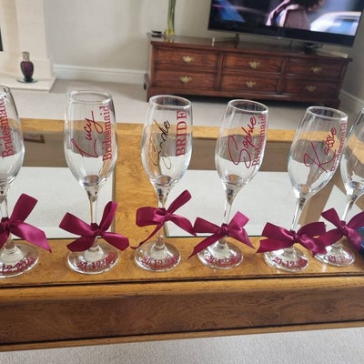 Personalised Flute Bridal Party Champagne Flutes - Etsy