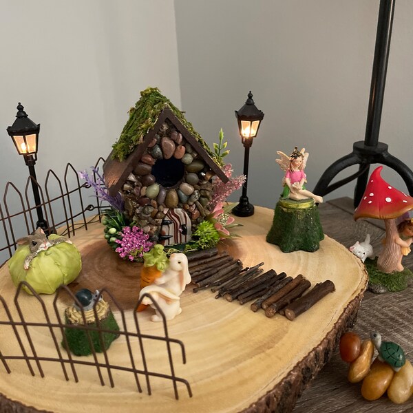 Mini STONE FAIRY HOUSES 3 Styles Available With Stained Glass Windows ...