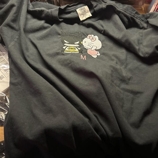 Cute Bat and Kitty Matching Duo Embroidered Hoodie/crewneck FREE ...
