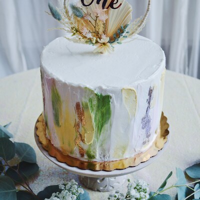 One Cake Topper/first Birthday/dried Palm Topper/pampas/cake Pick/girl ...
