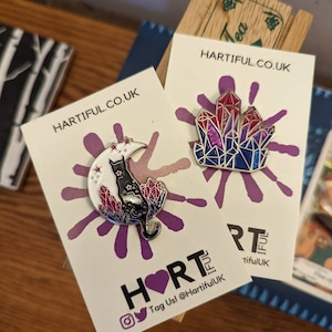 Bisexual Pride Flag Crystal and Cat Glitter Enamel Pin Set of Two or ...