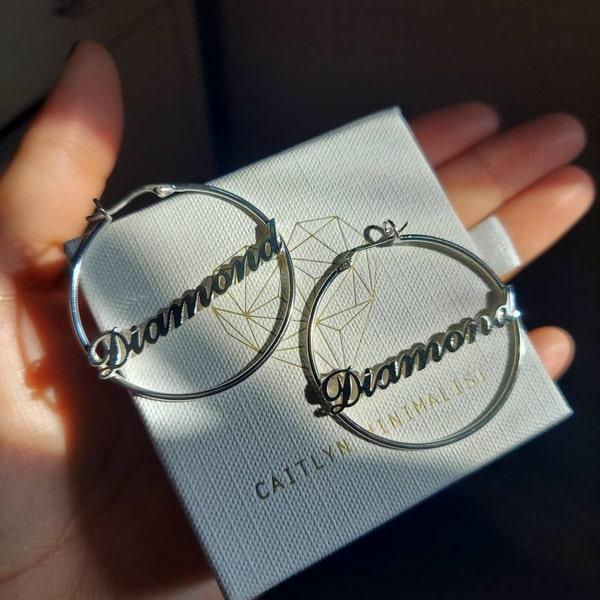 Name Hoop Earrings • Silver Hoops • Gold Hoop Earrings • Personalized ...