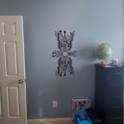 Circuit Board Wall Decal, Technology Vinyl Wall Art Decals, Gamer Room ...