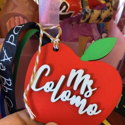 Teacher Appreciation / Teacher Gift Tags / Wooden Apple Pencil Name ...