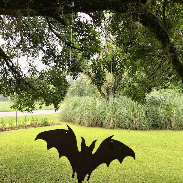 Rustic Bat in Flight Gothic Vampire Recycled Steel Custom Metal Bat ...