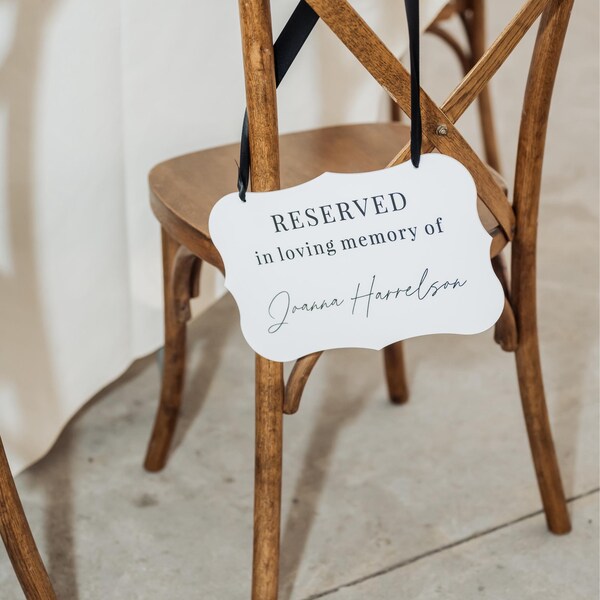 Reserved in Loving Memory Wedding Sign, Reserved Seat Sign, This Seat ...