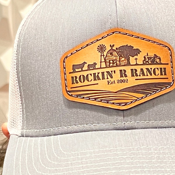 Custom Leather Patch Baseball Hats | Sewn on | Hand Finished Leather ...