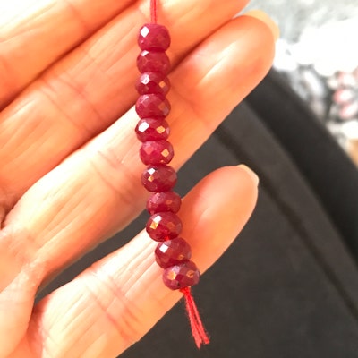 Red Ruby Beads Drilled 4.5mm 24 Beads Faceted Rondelle Natural - Etsy