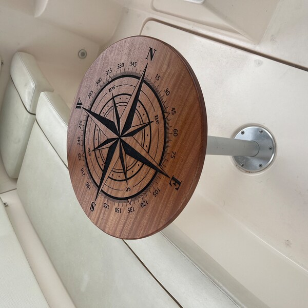 Compass Wood Lazy Susan Wooden Turntable Table Décor | Laser Engraved ...