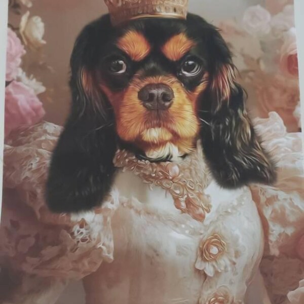 Queen Pet Portrait, Custom Digital Pet Art, Personalized Royal Pet ...