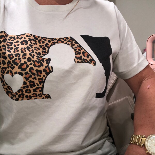 SPORTS BLEACHED TSHIRT / Baseball Leopard Tee/ Leopard Bleached T-shirt ...