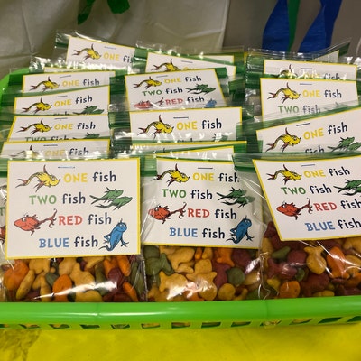 Dr. Seuss Treat Bag Card, Dr. Seuss Printable, One Fish Two Fish, Dr ...