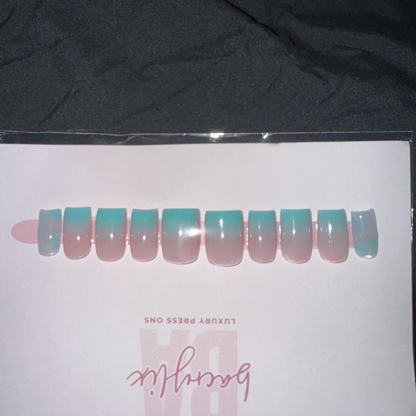 Pink Glitter French Tips Charms 3D Flowers Press Ons Summer Press on ...