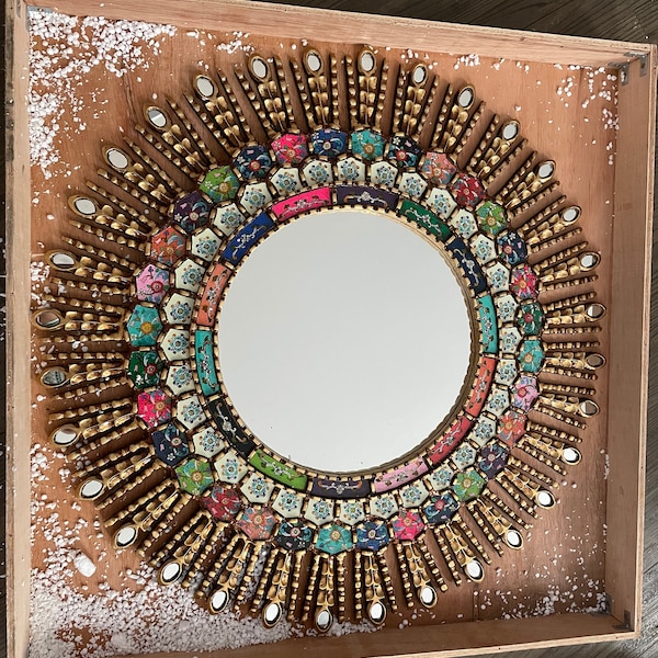 Peruvian Mirrors "eye 78 Cm Turquoise" - Interior Decoration - Wall ...