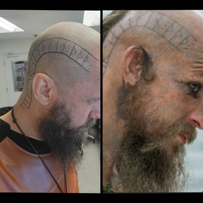 Floki Head Tattoo Vikings for Cosplay. Includes Both Sides of the Head ...
