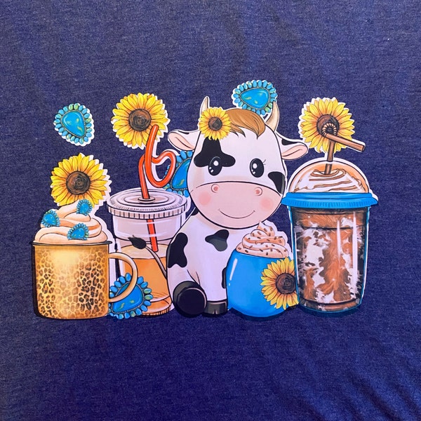 Western Cow Coffee Cups Png Sublimation Design Download, Cow Png ...