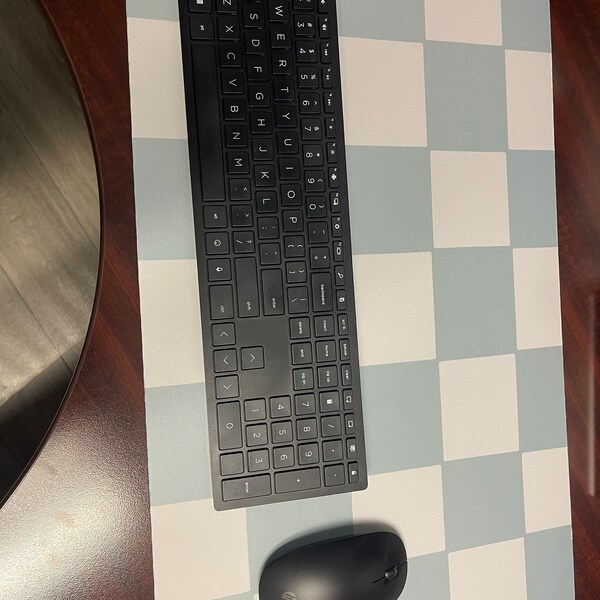 Blue Gingham Check Desk Mat Large Blue Mouse Pad Aesthetic Desk ...