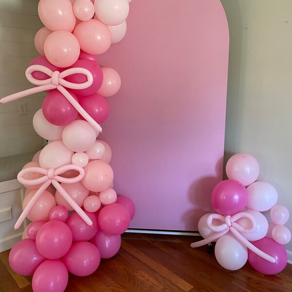 Pink and White Bow Balloon Garland, Coquette Bridal Shower Bow Balloon ...
