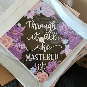 She Mastered It Grad Cap Topper Graduation Gift Tassel Custom Grad ...