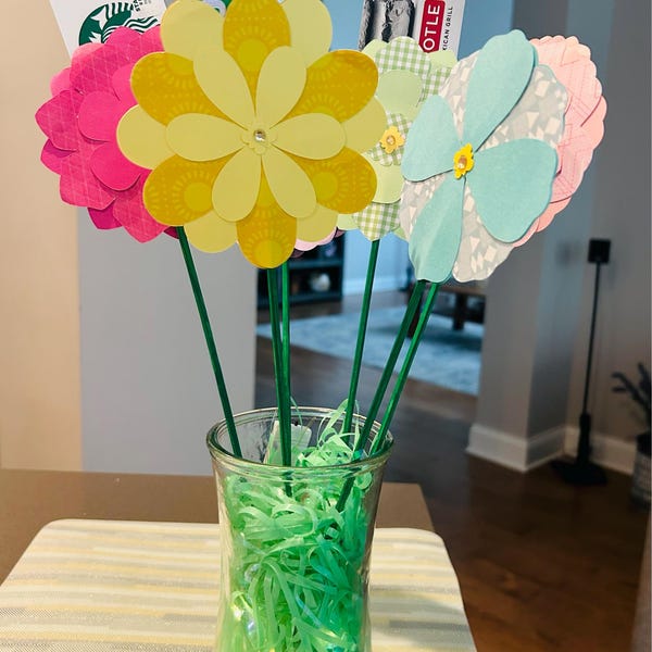Paper Flower Gift Card Holder: Handmade Cardstock Bouquet - Etsy