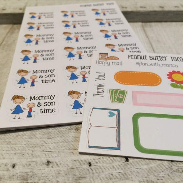 Mommy & Son Time Planner Stickers - Family Planner Stickers - Mom ...