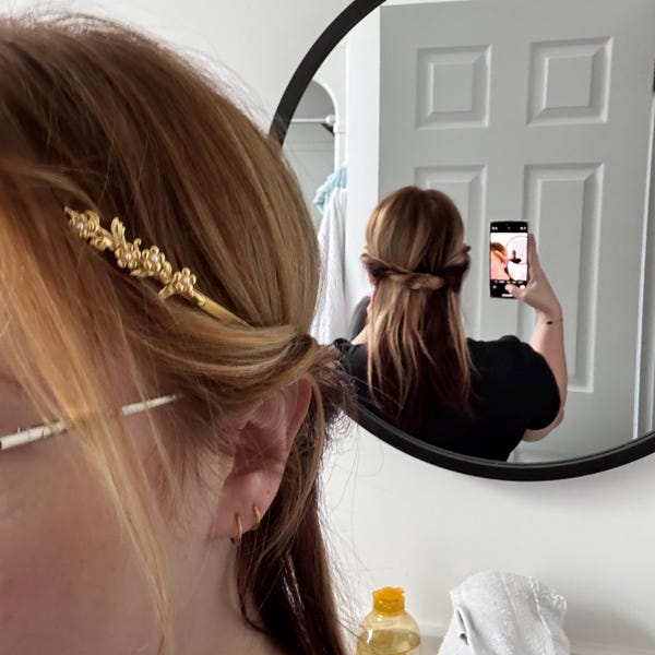 Forget-me-not Floral Goddess Crown Gold Leaves Tiara Bridal Wreath ...