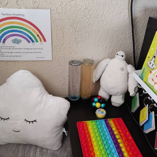 Rainbow Breathing Calm Down Strategy Mindful Breathing Poster Coping ...