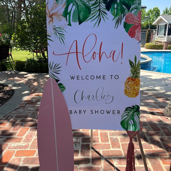 Aloha Baby Shower Welcome Sign Template, Luau Baby Shower Welcome Sign ...