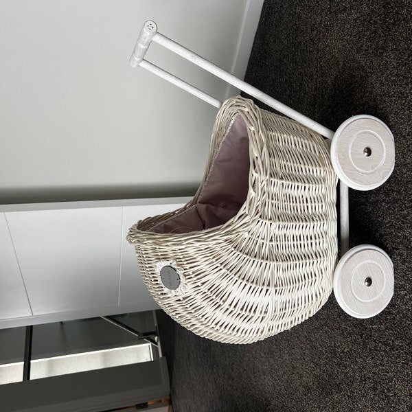 Unpainted Natural Wicker Cradle With Bedding for Girl, Wicker & Beech ...