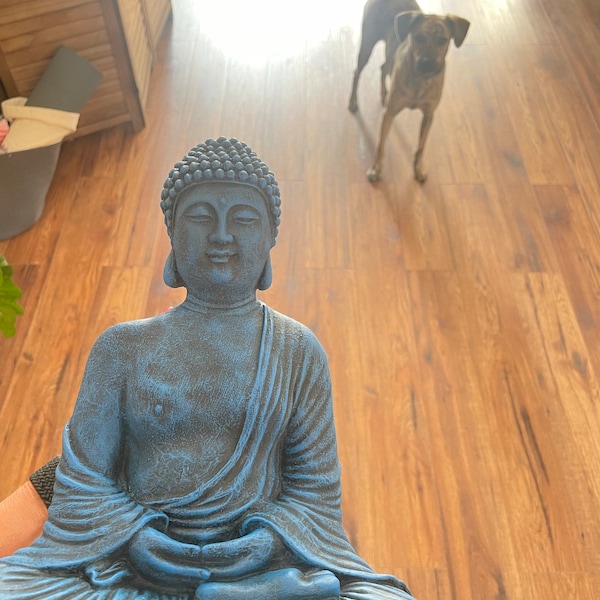 Blue Meditation Buddha Concrete Statue - Healing and Calming - Home ...