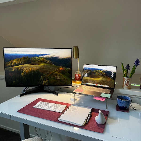 Felt Desk Mat Green, Custom Size Desk Pad Green, Felt Extended Mouse ...