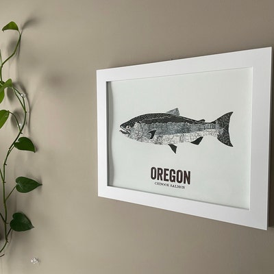 Oregon State Fish, Map Art, Nature Outdoor Art, Vintage Map Art, Art ...